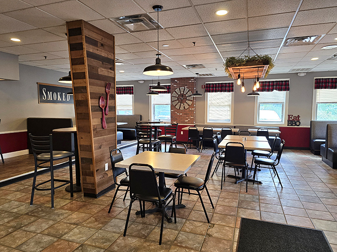 Rustic charm meets BBQ haven. This dining area is where memories are made and napkins are put to the ultimate test.