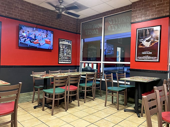 Grab a seat and prepare for flavor! This dining area is where burger dreams come true and diet plans go to die.