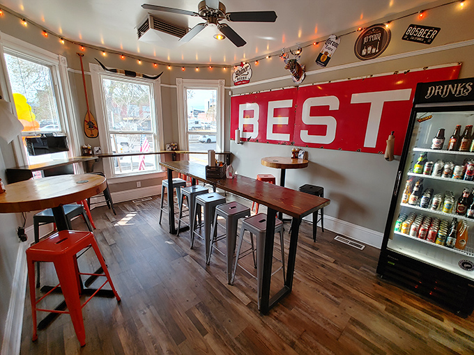 Where barbecue dreams come true. The dining area's "BEST" sign isn't just decoration—it's truth in advertising.