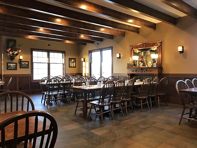 Where Norman Rockwell meets modern comfort. This dining area is serving up ambiance with a side of nostalgia.