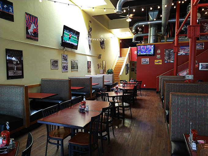 Welcome to Burger Central Station! This dining area is where burger dreams come true and diet plans come to die. Resistance is futile.