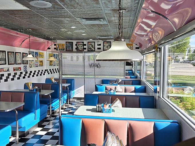 Slide into these booths and slide back in time! The Grand Diner's dining area is a colorful ode to the fabulous fifties.