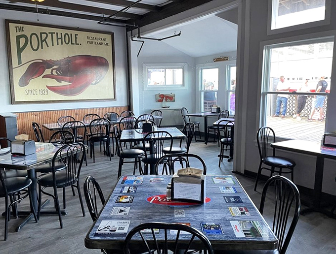 Rustic charm meets seaside cool in this dining area. It's like eating in your quirky sea captain uncle's living room.