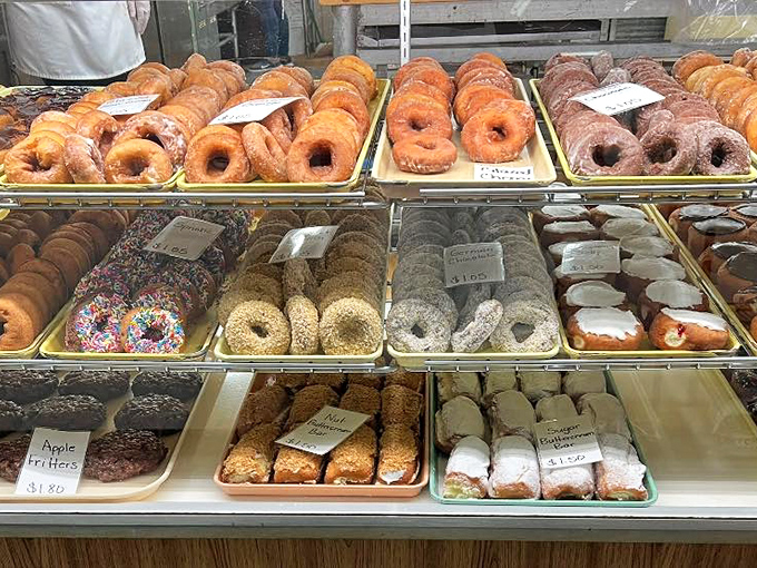 A rainbow of temptation. This donut selection is so diverse, it could run for office. Something for every sweet tooth!