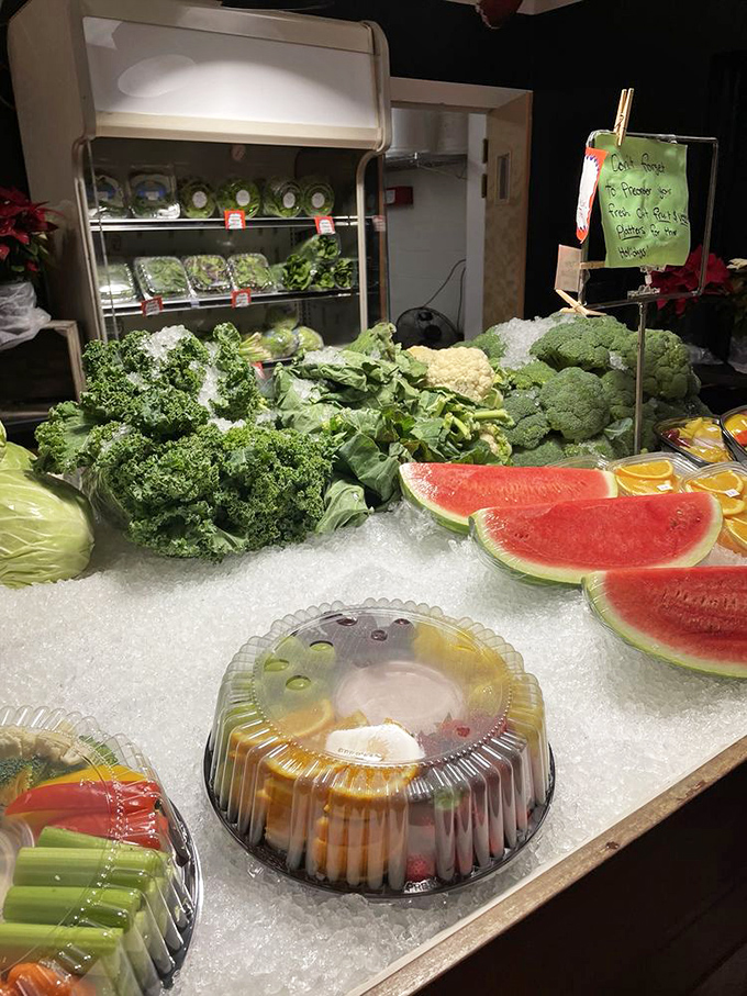 Produce displayed with the reverence of crown jewels. That watermelon isn't just fruit&mdash;it's summer captured in a convenient carrying case.