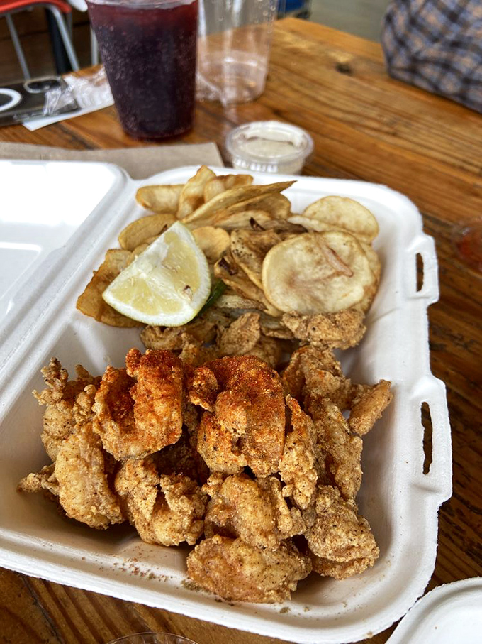 Golden-fried shrimp that could make a mermaid consider moving to land. Crispy, juicy, and utterly irresistible - better order a double portion!