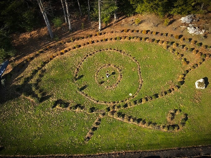From above, the garden looks like Mother Nature's own crop circle. ET, is that you sculpting shrubbery?
