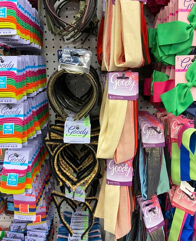 Hair today, gone tomorrow! This accessory aisle is a rainbow of possibilities for your locks, from practical to party-ready.