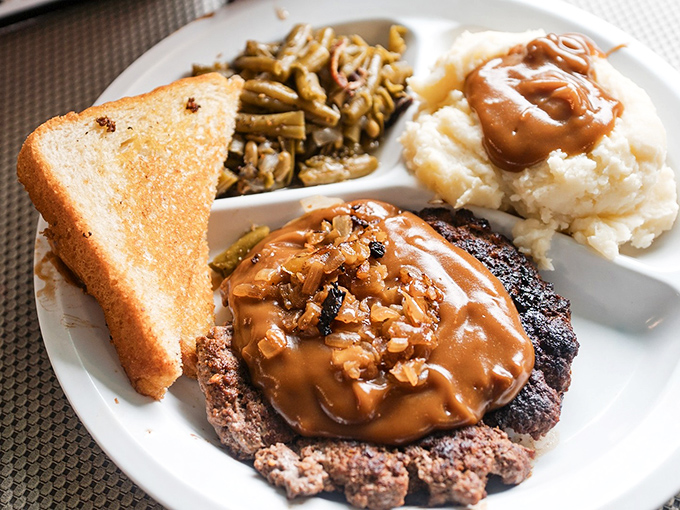 Now that's what I call comfort food! This hamburger steak smothered in gravy is like a warm hug for your taste buds.