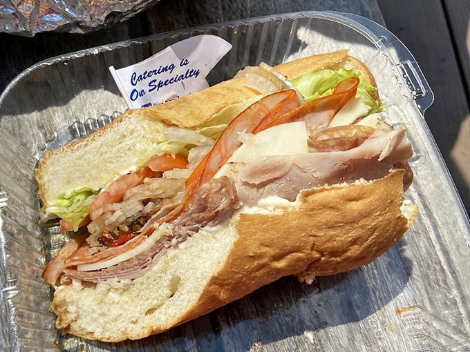 When a sandwich requires structural engineering to hold together, you know you're in for something special. This Italian creation doesn't disappoint.