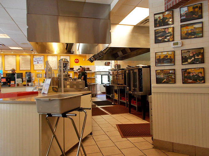 Where the magic happens! This kitchen is like Willy Wonka's factory, but replace the chocolate with ooey-gooey cheese.