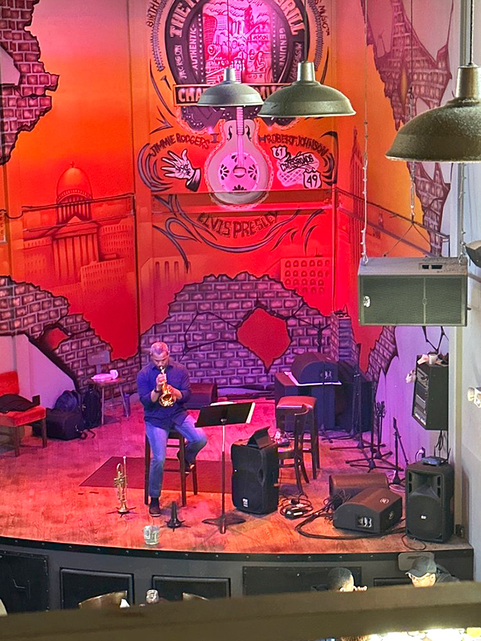 Blues and bites in perfect harmony. This stage serves up musical flavors that'll have your ears as happy as your stomach.