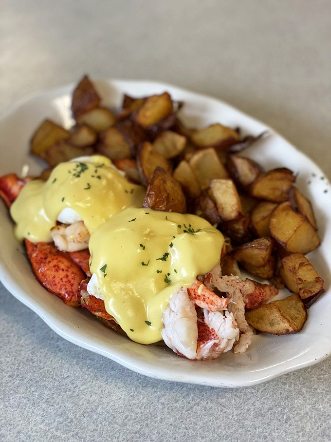 Eggs Benedict gets a Maine makeover. This lobster-topped tower of breakfast bliss is worth getting out of bed for.