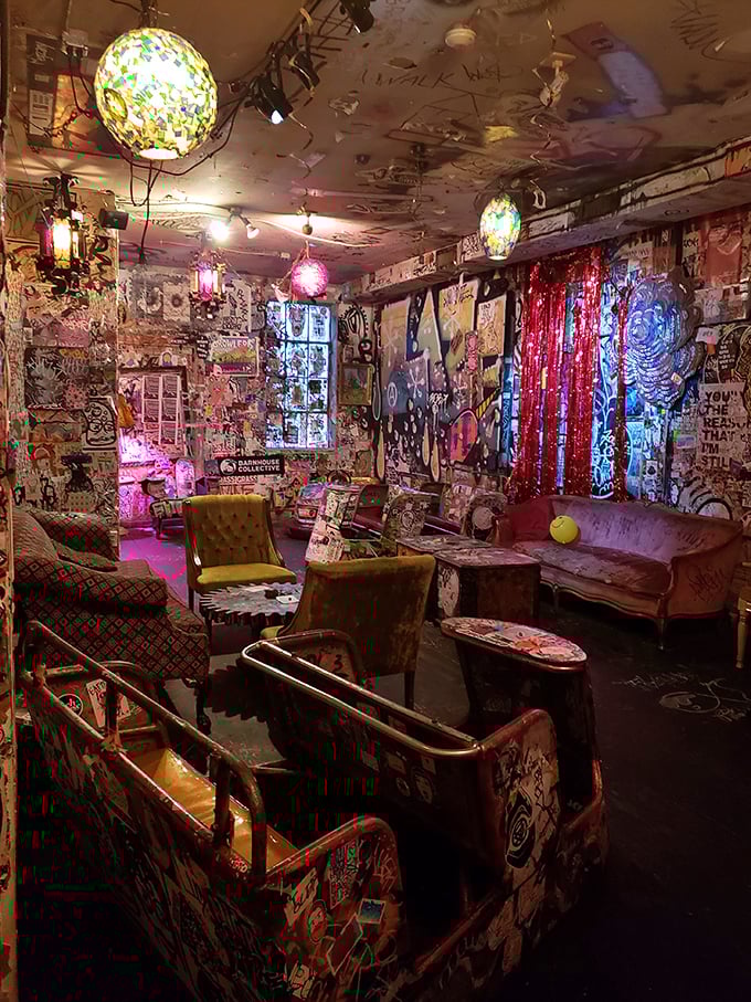 Welcome to the coolest living room you've never been invited to! This lounge area is where misfit furniture goes to live its best life.