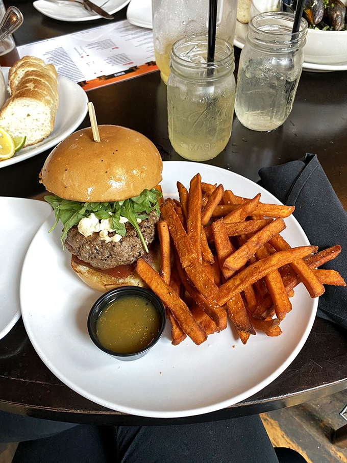 A Mediterranean lamb burger that's like a vacation for your mouth. No passport required!