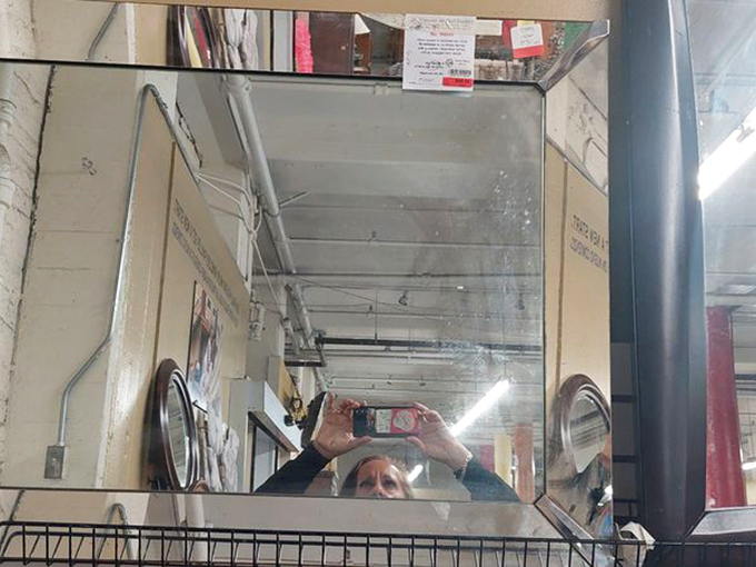 Mirror, mirror on the wall, who's the thriftiest of them all? Reflections of bargain hunters capturing treasures in real time.