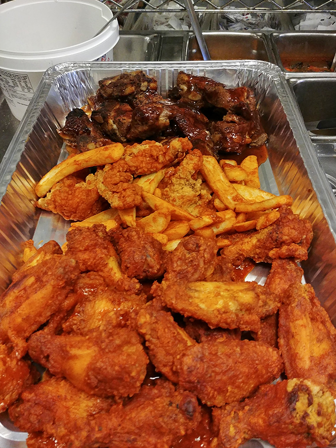 Finger food fiesta! This party tray is a choose-your-own-adventure of crispy, saucy delights. Warning: May cause spontaneous gatherings.