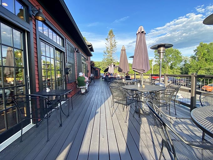 Dine with a view! This patio offers a side of fresh air and mountain scenery with your meal.