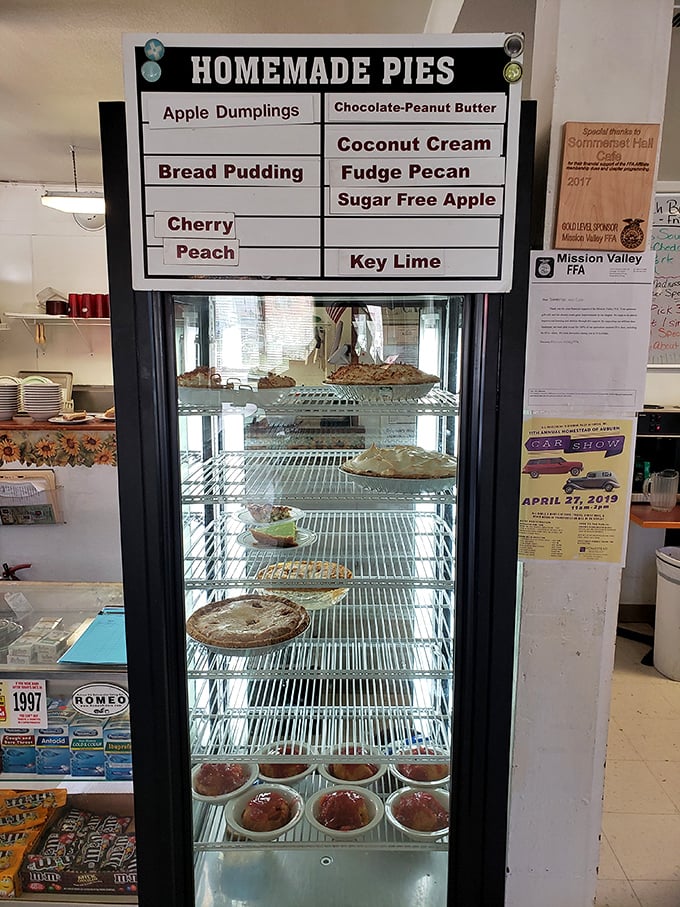 Pie paradise: Behold, the holy grail of desserts! This refrigerated case is like a treasure chest for your taste buds.