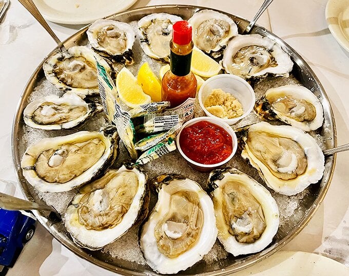 Shiver me timbers! These oysters are so fresh, they might just pearl under pressure. Slurp 'em up, me hearties!