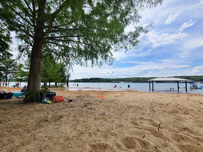 Sandy Beach offers that rare combination: crystal-clear lake water with actual sand, not the rocky disappointment many "beaches" deliver.