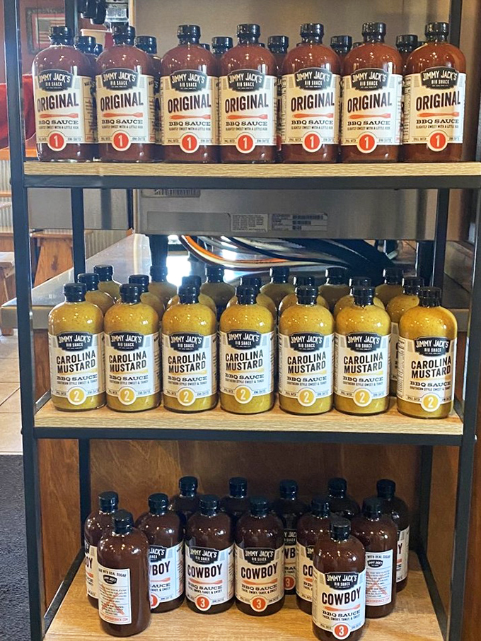 Sauce boss central! Take the magic home with these bottled flavor bombs. It's like having a little piece of barbecue heaven in your kitchen.