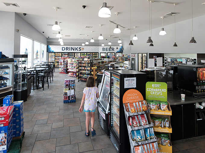 More than just donuts! This seating area invites you to linger, transforming a quick sugar fix into a full-blown cheat day experience.