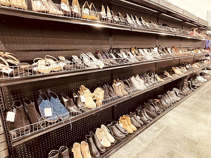 The shoe section rivals Imelda Marcos's closet, with footwear for every occasion from garden parties to mountain hikes, all at pocket-change prices.