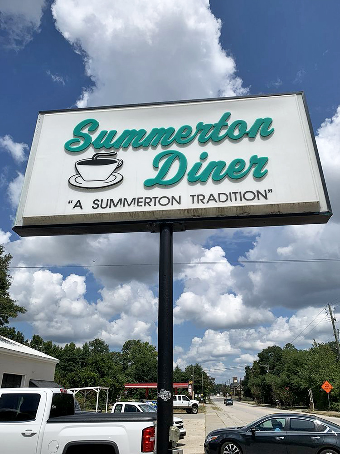 The bat-signal for breakfast lovers. This sign promises a tradition of tasty treats that'll make your taste buds stand at attention.