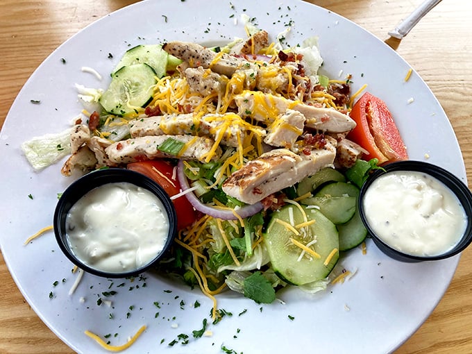 A salad that doesn't feel like punishment. With smoky chicken and a rainbow of veggies, it's health food in disguise &ndash; and deliciously so.