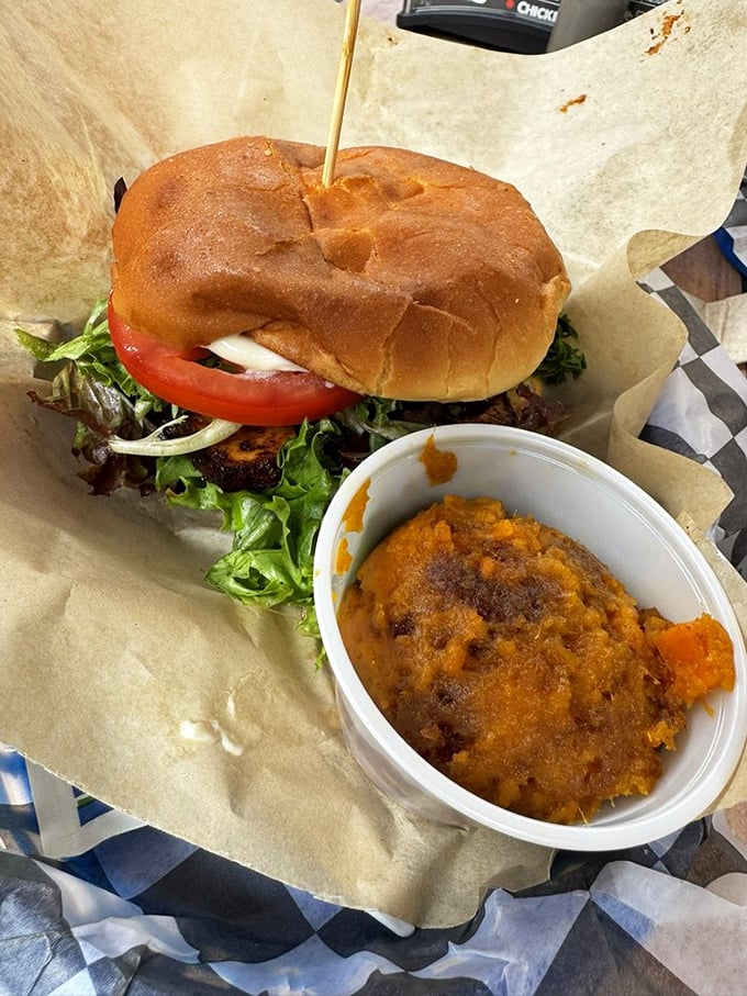 Who said vegetarians can't have fun? This tofu sandwich is the life of the party!