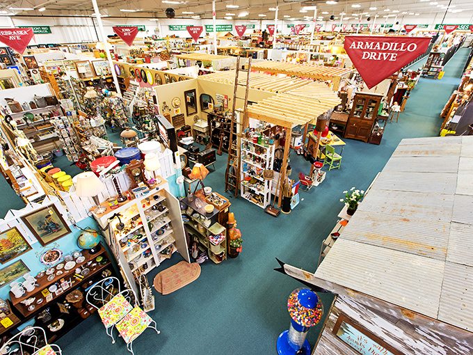Bird's eye view of paradise! This antique mall looks like a board game where the goal is to collect as many memories as possible.