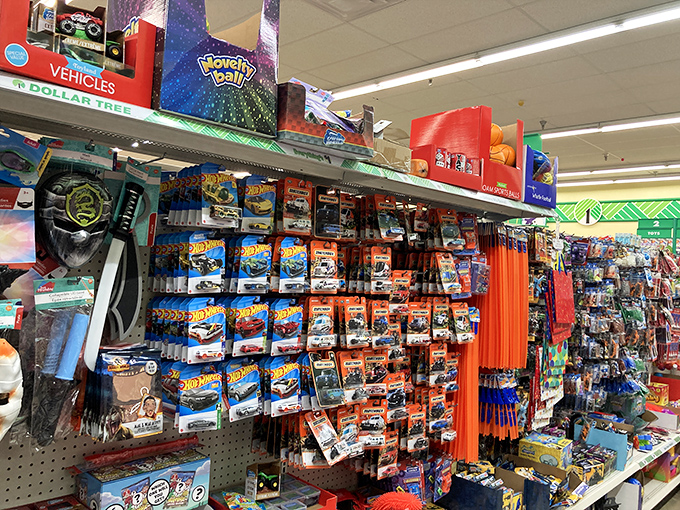 Hot Wheels and childhood dreams hanging side by side &ndash; proof that joy doesn't need to come with a luxury price tag.