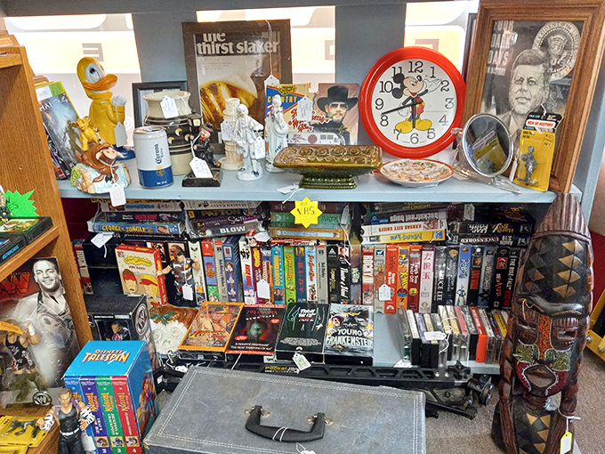 Rewind to simpler times! This VHS treasure trove is a blockbuster of nostalgia, where every tape is a time capsule waiting to be popped into your old VCR.