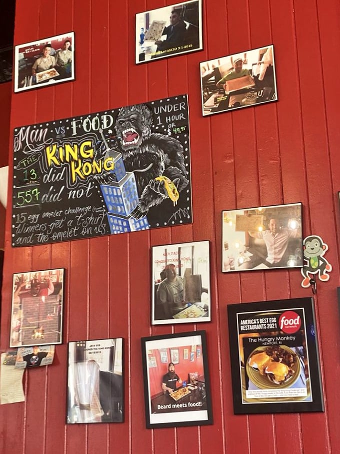 Wall of fame or wall of flame? This fiery decor is serving up a visual feast, complete with a King Kong-sized challenge!