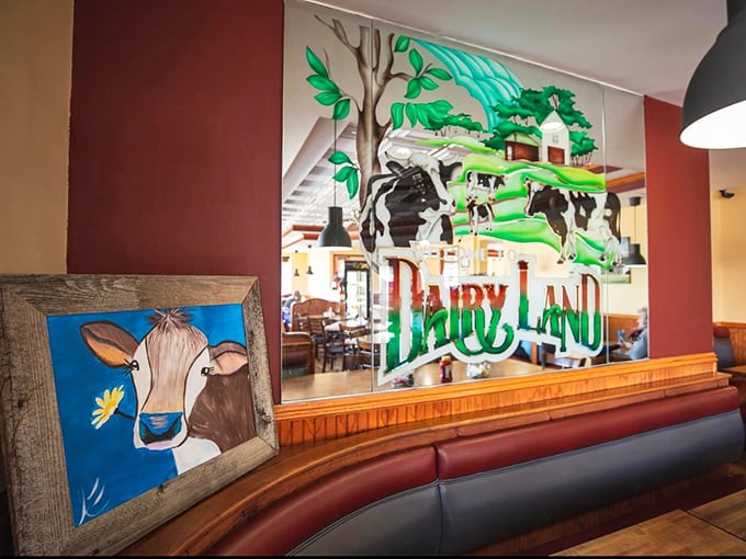 Moo-ve over, boring decor! This whimsical wall art captures the spirit of Dairyland, proving that cows can be interior designers too.