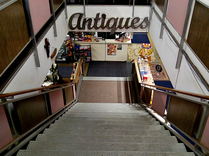 Descend into antiquity! These stairs lead to a basement brimming with bygone treasures and retro revelations.