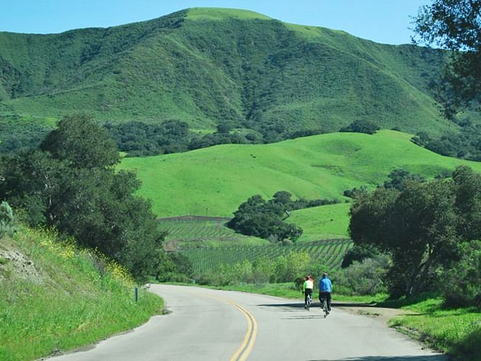 Pedal power meets pastoral beauty. Cycling through Solvang's countryside is like riding through a living postcard.