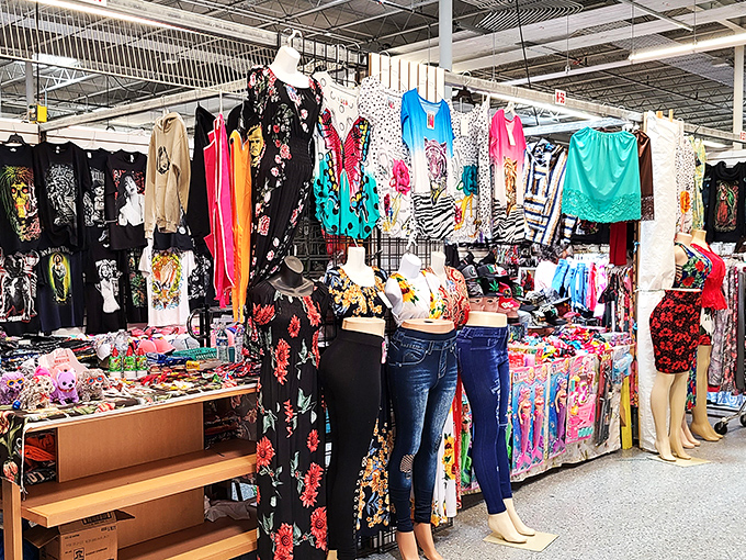 Fashion time capsule alert! This clothing stall is where trends of yesteryear come for their second act. Parachute pants, anyone? No? How about a nice floral muumuu?