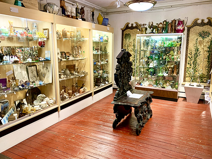 Glass cases guarding treasures like Fort Knox, but instead of gold bars, it's grandma's china and that creepy doll your aunt always loved.