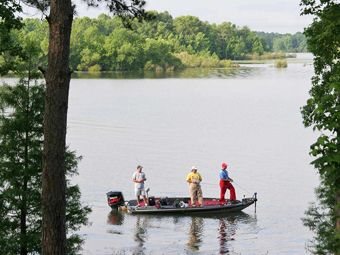 Three men in a boat, Eufaula edition. With a lake this inviting, even Huck Finn might trade his raft for a bass boat.