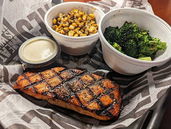 Who says BBQ is all about meat? This grilled salmon is swimming in flavor, proving that seafood can hold its own in the smoky spotlight.
