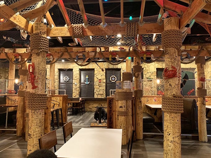 Welcome aboard the S.S. Delicious! This nautical-themed interior is so authentic, you might need Dramamine with your dinner.