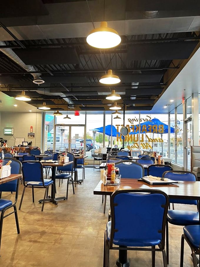 Booths that invite you to slide in and stay awhile. It's not just a meal; it's a cozy retreat from the outside world.