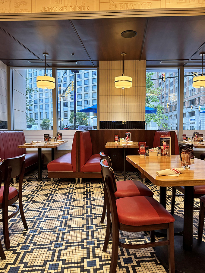 Booths so comfy, you might forget to leave! The perfect spot for solving the world's problems over a slice of pie.