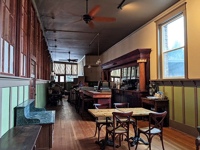 Where rustic charm meets pizza paradise. The Carlson Block's dining area is a cozy haven where memories are made, one slice at a time.