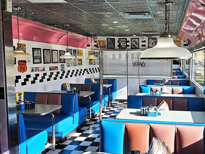 The diner's interior feels like a movie set where the plot is always "happiness through pancakes." Those vintage signs and pendant lights have witnessed countless first dates and family celebrations.