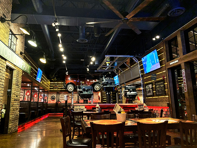 The designers clearly understood the assignment: create a space where automotive history and hunger can coexist in perfect harmony.