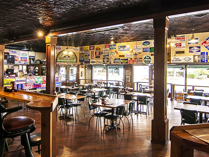 Welcome to the Wall of Fame (or is it Flame?). Every sign tells a story, and every table holds the promise of a delicious adventure.