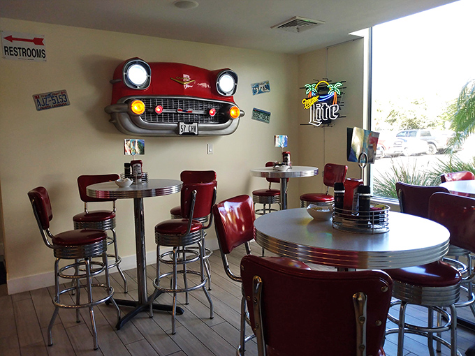 Retro revival: Classic car decor and cozy booths create an atmosphere that's more "Happy Days" than modern malaise.